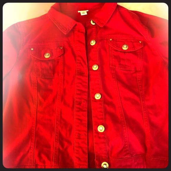 Cato | Jackets & Coats | Cato Red Suede Jacket With Gold And Jewel ...